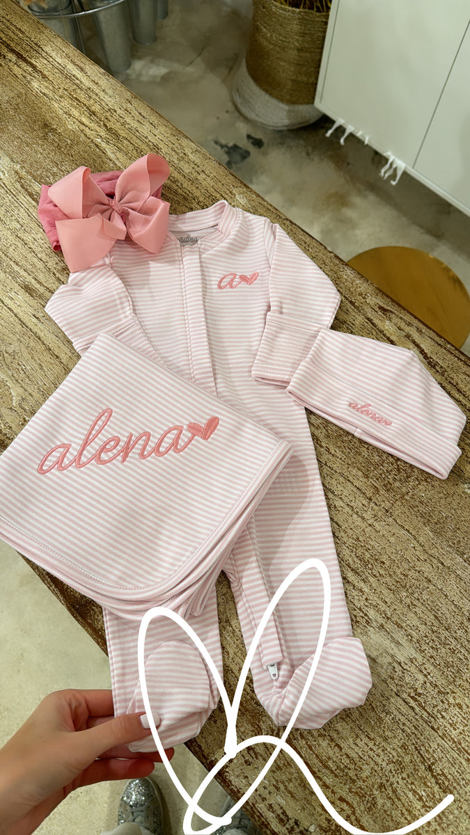 BABY PINK STRIPE SET (ZIPPER) – Caprilina